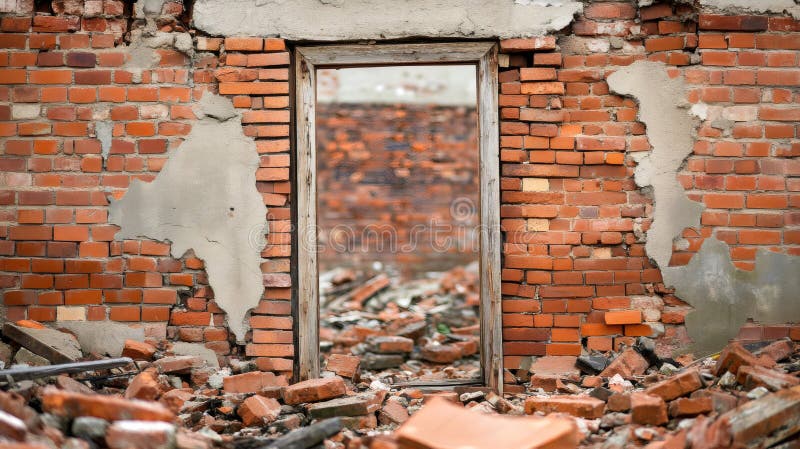 An Earthquake, Showing Damaged Buildings and Displaced Debris Amidst ...