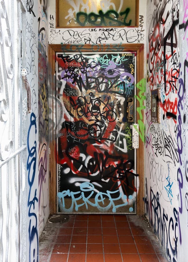 Door graffiti editorial stock photo. Image of rough, brick - 33990793