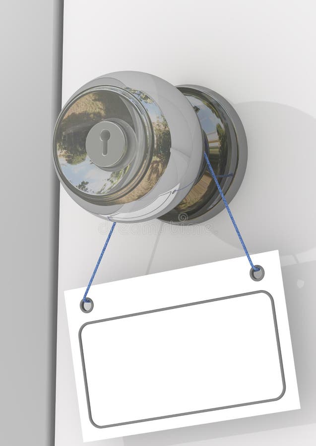Door handle with a sign stock illustration. Illustration of door ...
