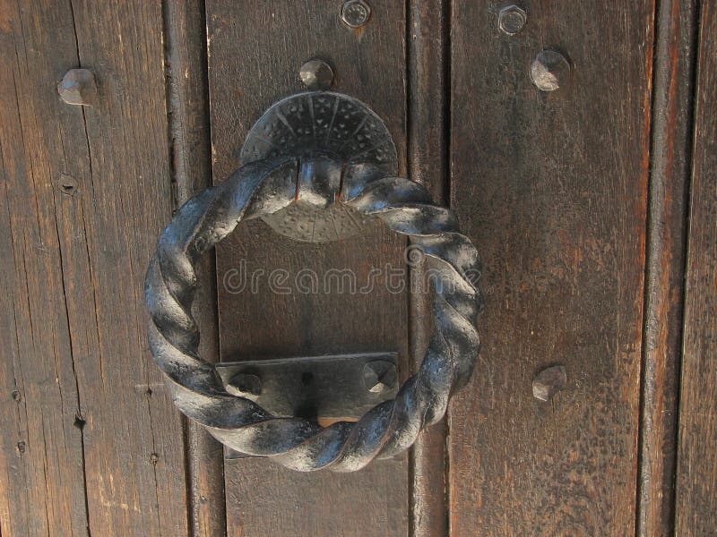 Door Handle in the Form of a Metal Ring Stock Photo - Image of vintage ...