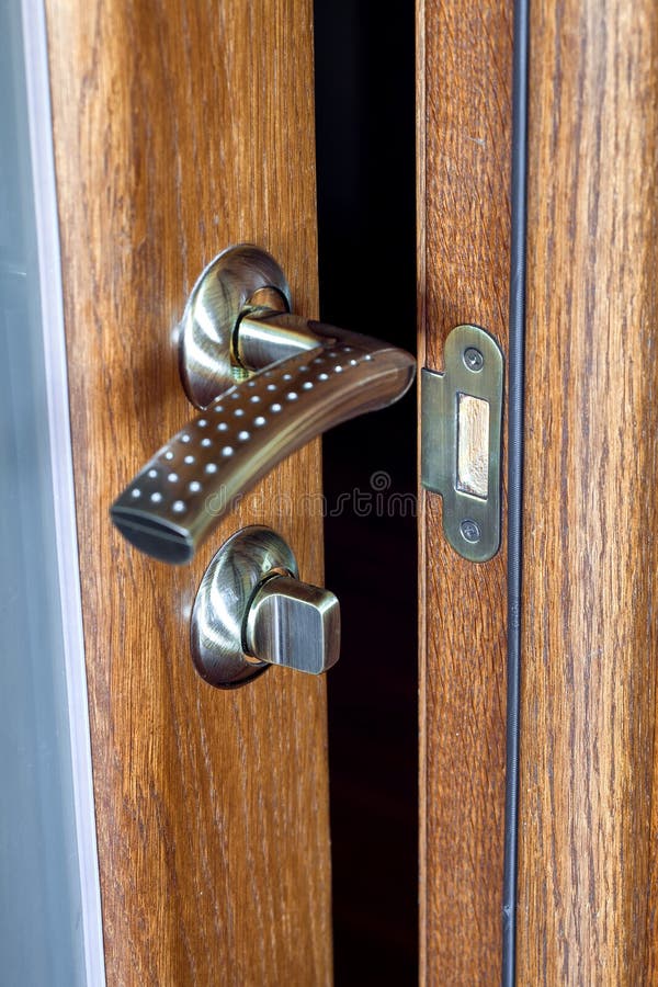 Door with the Handle and the Lock. Stock Image - Image of detail ...