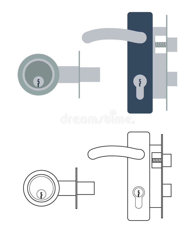 Door handle and lock stock vector. Illustration of flat - 95961773