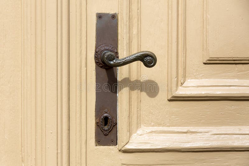 Door handle stock photo. Image of keyhole, house, brown - 74684876