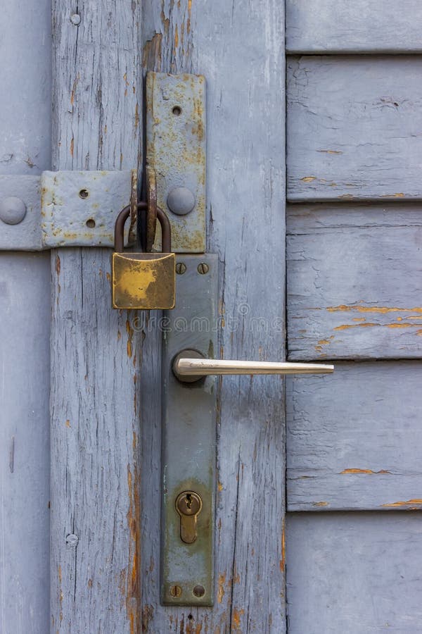 Door handle and padlock stock image. Image of antique - 36376783