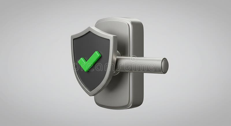 Door Handle Protected by Shield with Green Check Mark for Security ...