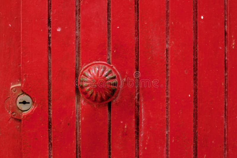 Door Handle on Red Door with Lock Stock Photo - Image of knocker, italy ...
