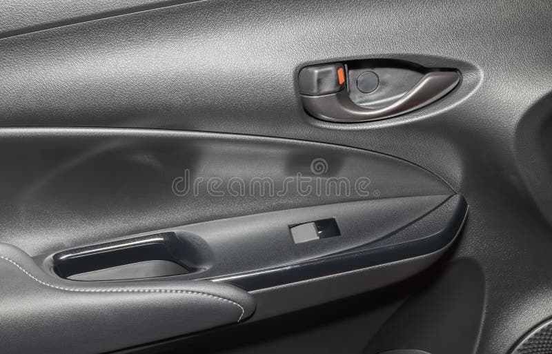 Door Handle and Side Mirror Control Switch of Car Stock Photo - Image ...