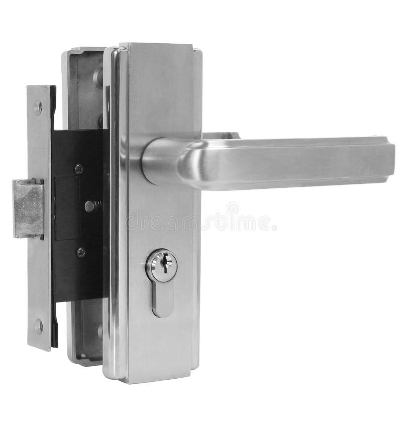 Door Handle of Silver Set on White Background Side View. Stock Image ...