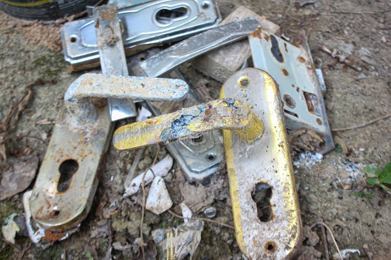 The Door Handle is Used and Broken. Stock Image - Image of door, broken ...