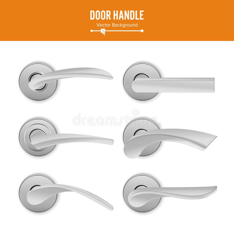 Door Handle Vector. Set Realistic Classic Element On White Background ...