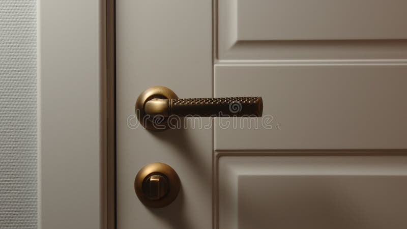 Door Handle in a White Door - Front View Stock Photo - Image of steel ...