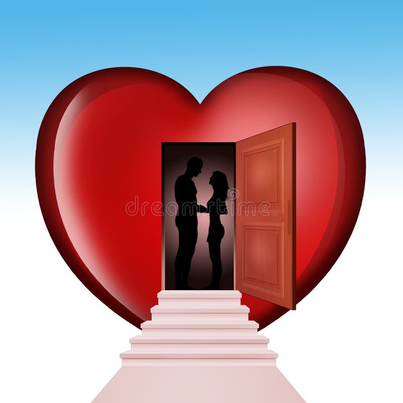 The door of the heart stock illustration. Illustration of unlock ...
