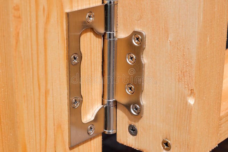 Door Hinge Close-up on Wooden Gate Stock Photo - Image of repair, tool ...