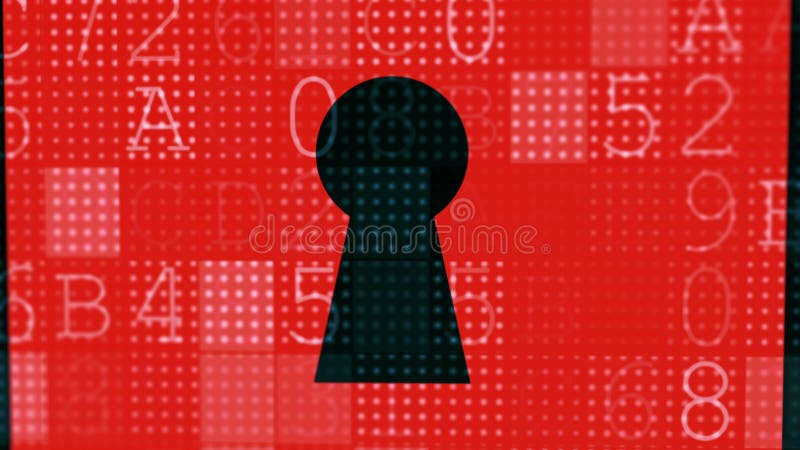 Door Hole in Red Padlock Machine Code, Inside Computer Processor Unit ...
