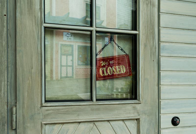 The Door of House with a Sign Closed Stock Photo - Image of bell ...