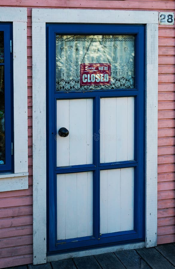 The Door of a House with Sign Closed Stock Image - Image of hours, ring ...