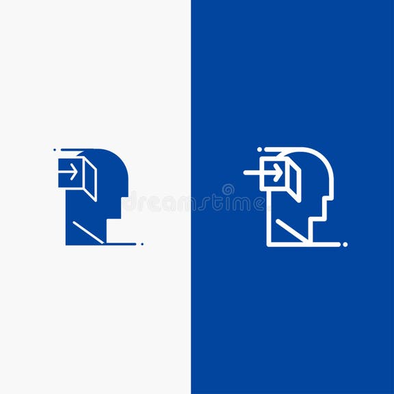 Door, Human, Inner, Mind, Minded Line and Glyph Solid Icon Blue Banner ...