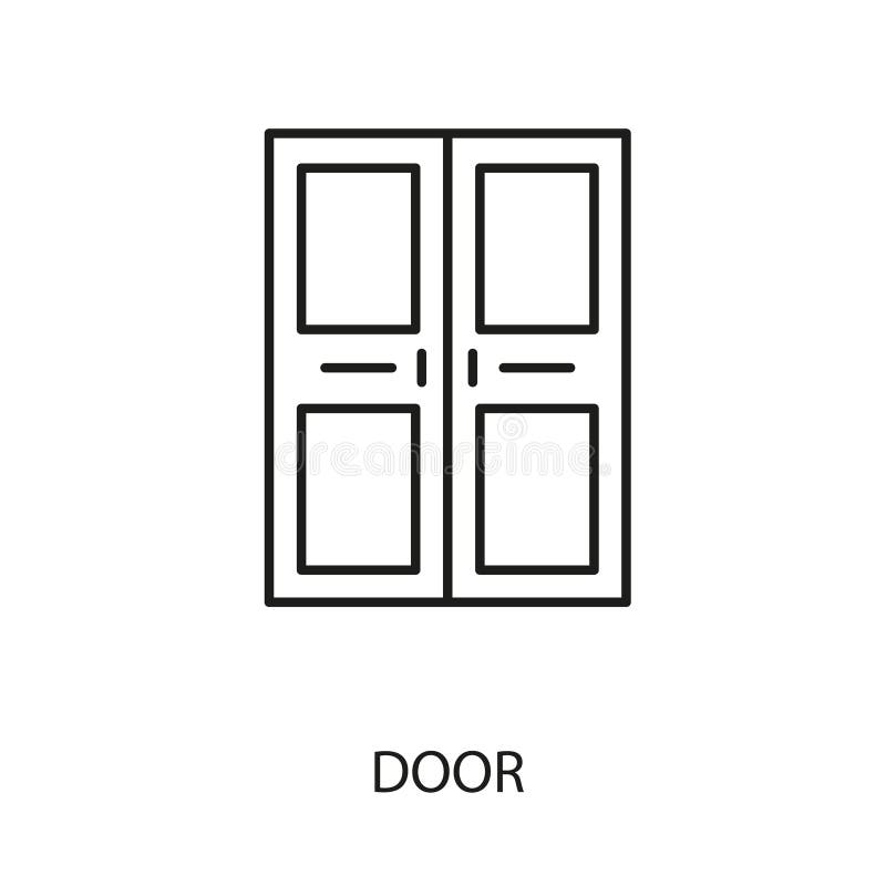 Door Icon Line Vector with Editable Stroke Stock Vector - Illustration ...