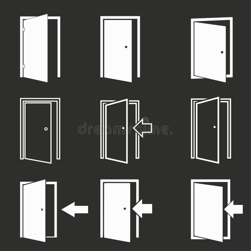 Door icon set. stock vector. Illustration of design, concept - 83640394