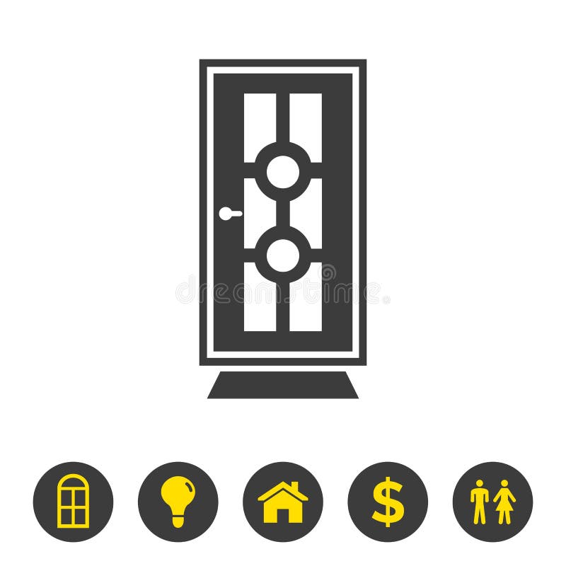 Door Icon on White Background Stock Illustration - Illustration of ...