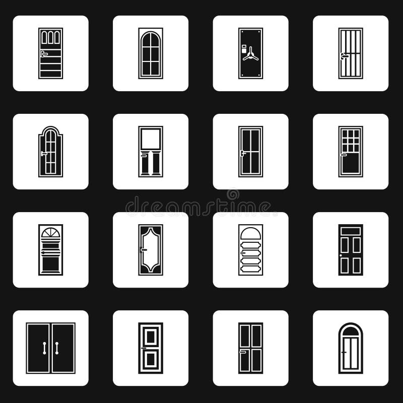 Door Icons Set in Simple Style Stock Illustration - Illustration of ...