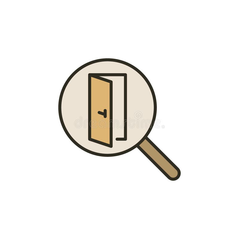 Door Inside Magnifier Colored Icon. Doors Search Vector Symbol Stock ...