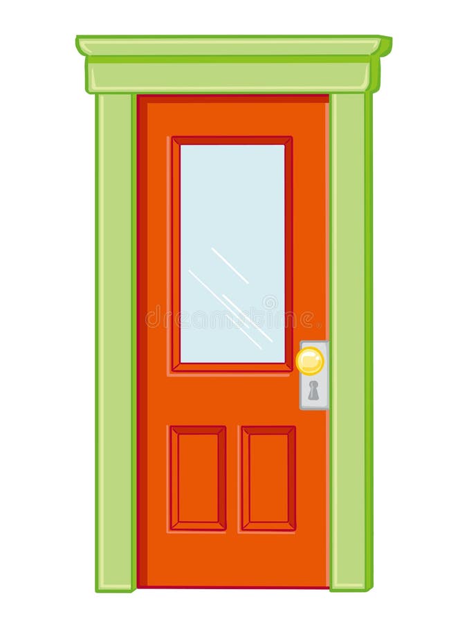 Cartoon Red Door, Open and Closed Stock Vector - Illustration of ...