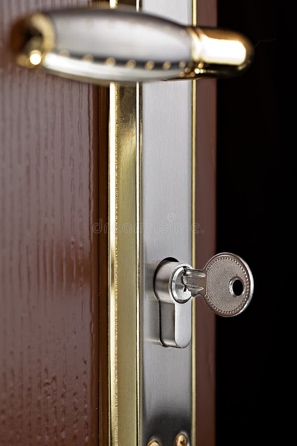 Door key stock photo. Image of unlock, insert, restricted - 23962902