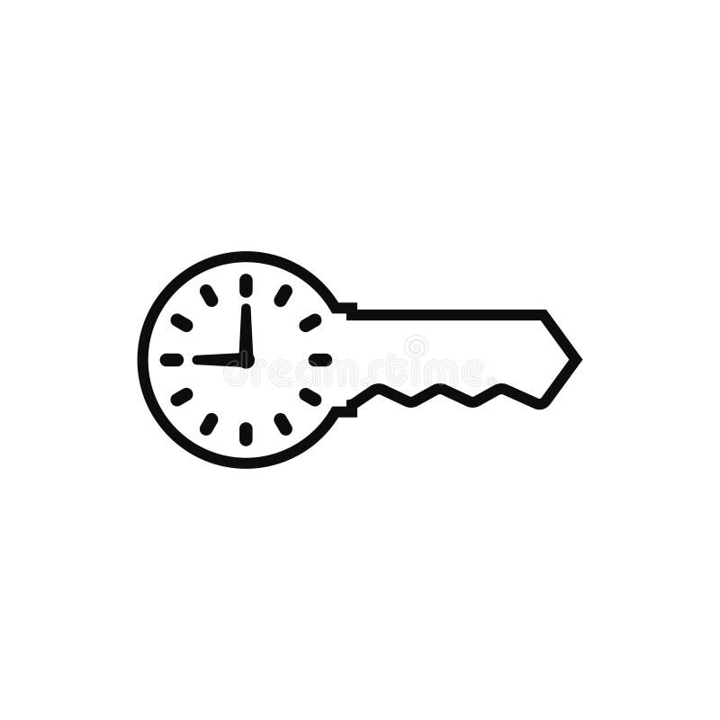 Door Key with Clock and Dial with Arrows. Vector Icon Stock ...