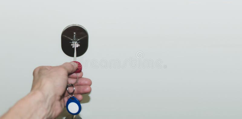 Door key with keychain stock photo. Image of architecture - 256173636