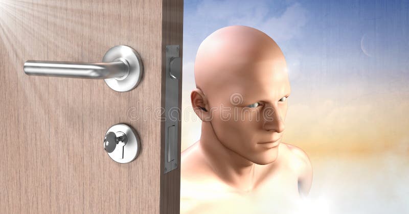 Door Key Unlocking the Surreal Imagination of Mans Head Stock ...