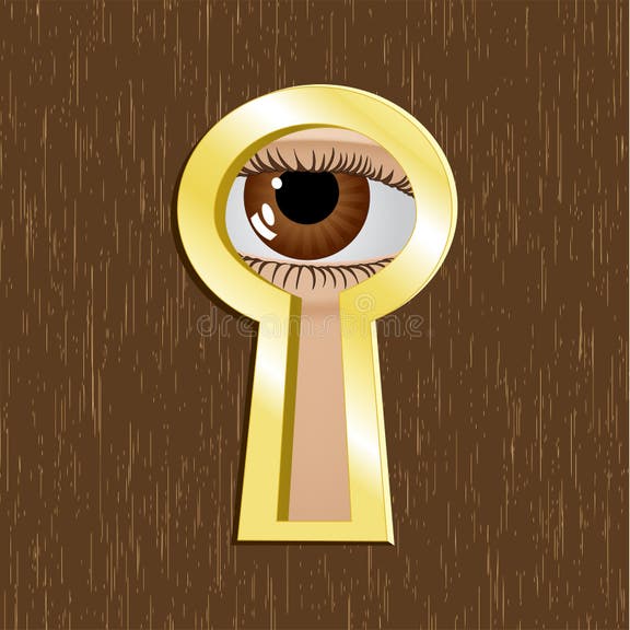 Door keyhole with eye stock vector. Illustration of indoors - 17024223