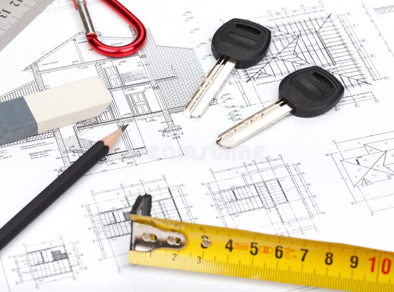 Door Keys, Construction Projects and Tools Stock Image - Image of ...