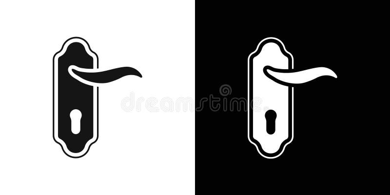 Door Knob Icon Flat Vector Set Outline Stock Vector - Illustration of ...