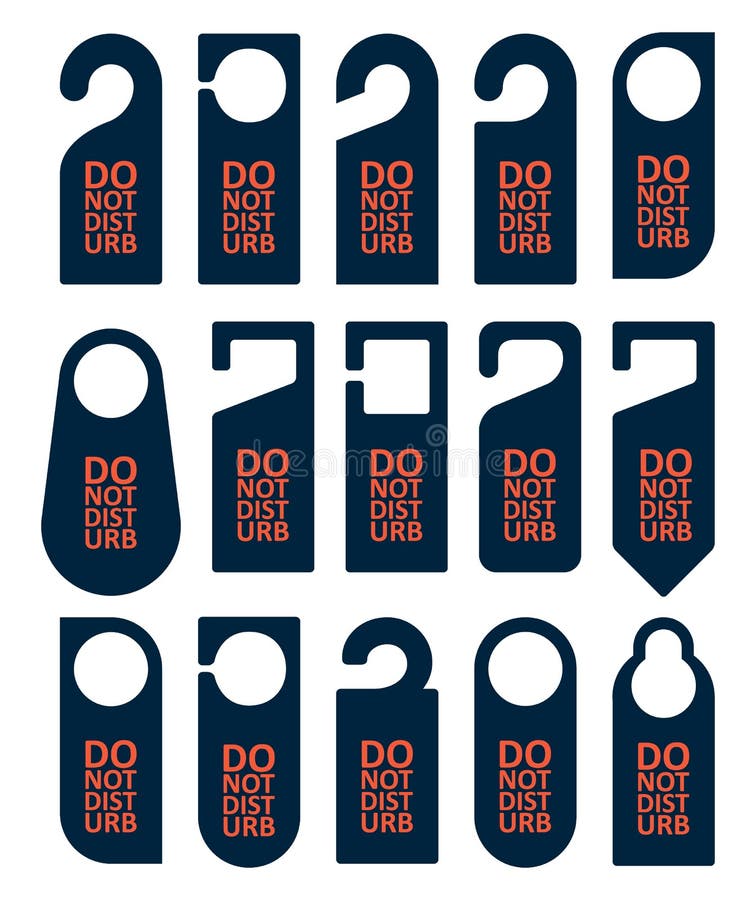 Door Knob Warning Hangers Set Stock Vector - Illustration of lock, busy ...