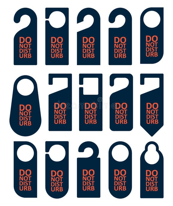 Door Knob Warning Hangers Set Stock Vector - Illustration of lock, busy ...