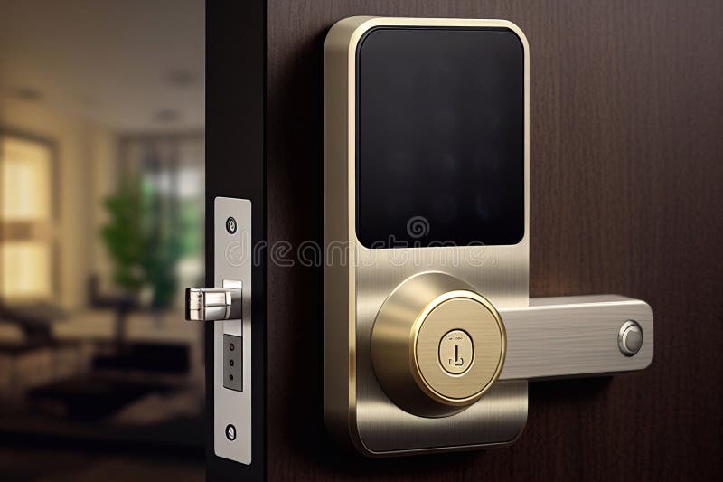 Door Knobs Handles Realistic Composition, Digital Dial Pad of Ha Stock ...
