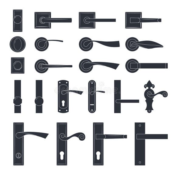 Door Knobs Icons Set in Flat Style Stock Vector - Illustration of ancient, lever: 214952002