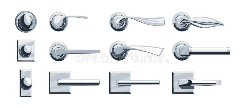 Door Knobs Icons Set in Flat Style Stock Vector - Illustration of gate, doorknob: 215406947