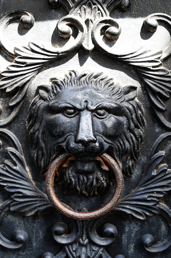 Lion Knocker stock image. Image of curl, lion, mouth - 204851207