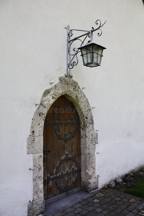 Door with Lantern stock photo. Image of architecture - 86591862