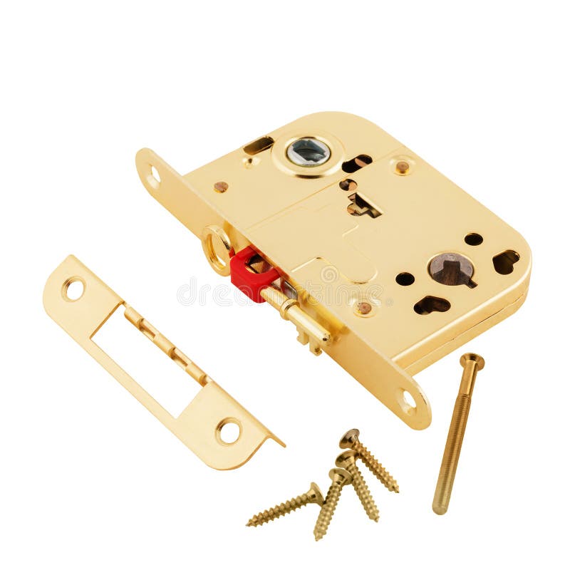 Door Lock Assembly on White Background Stock Image - Image of privacy ...