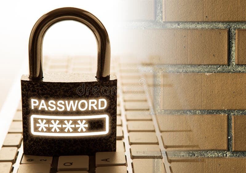 Door Lock on a Computer Keyboard with Brick Wall Internet Security ...