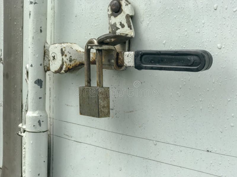 Door Lock of the Container Truck Stock Photo - Image of commercial ...