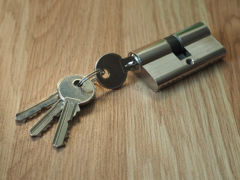 Door Lock Cylinder Core with Keys Stock Image - Image of security ...