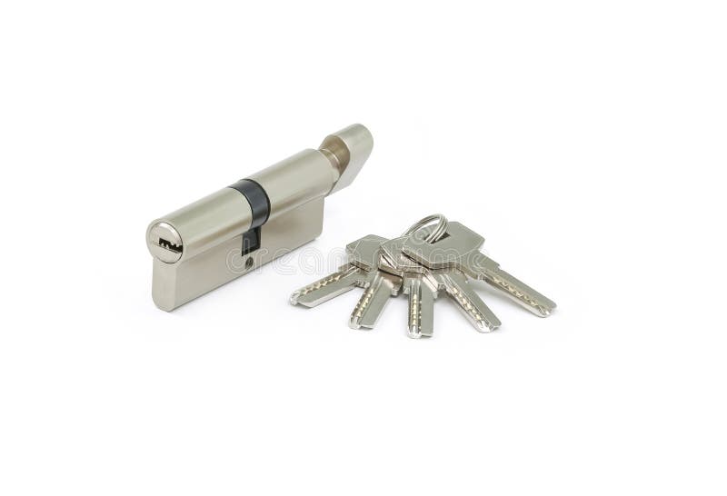 Door Lock Cylinder Core With A Pair Key. Stock Image - Image of ...