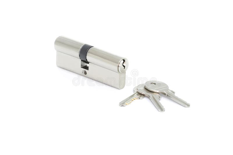 Door Lock Cylinder Core with a Pair Key. Stock Image - Image of object ...