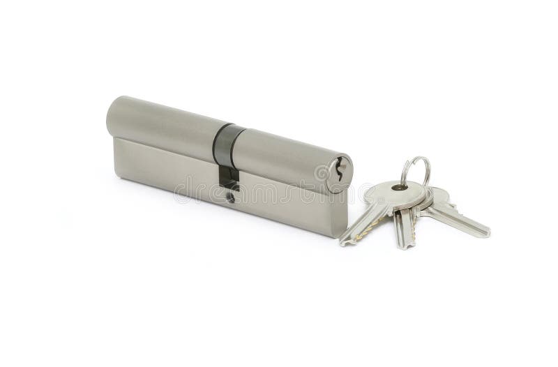 Door Lock Cylinder Core with a Pair Key. Stock Photo - Image of lock ...