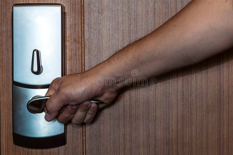 Door lock and hand stock image. Image of room, real, protection - 58829241