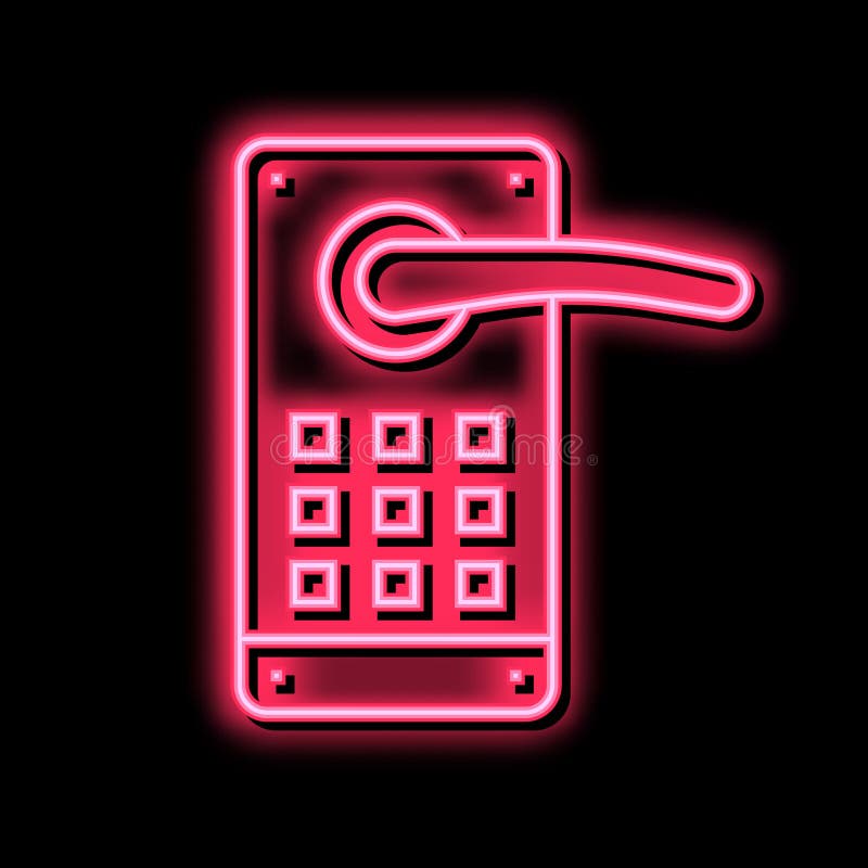 Door Lock with Password Neon Glow Icon Illustration Stock Vector ...